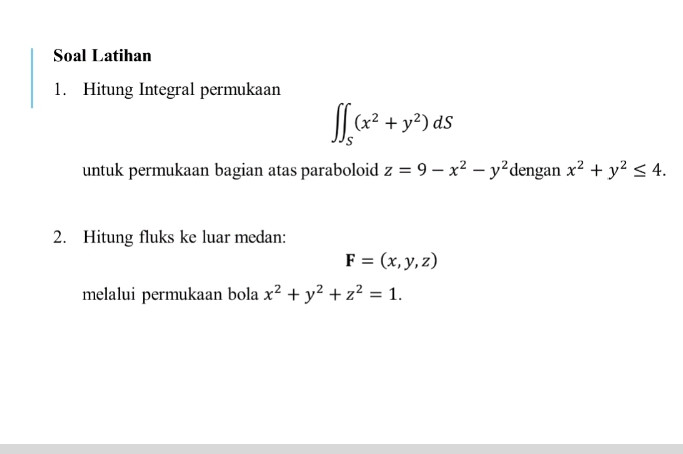 Hitung Integral permukaan $$_{S} (x^2 + | StudyX