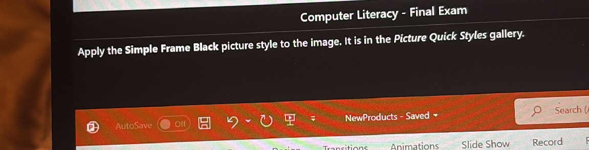 Apply the **Simple Frame Black** picture | StudyX
