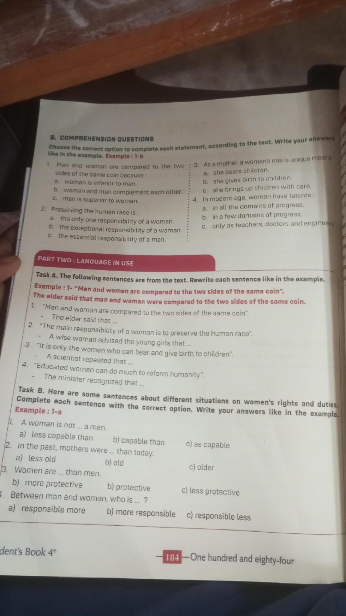 B. COMPREHENSION QUESTIONS Choose the | StudyX