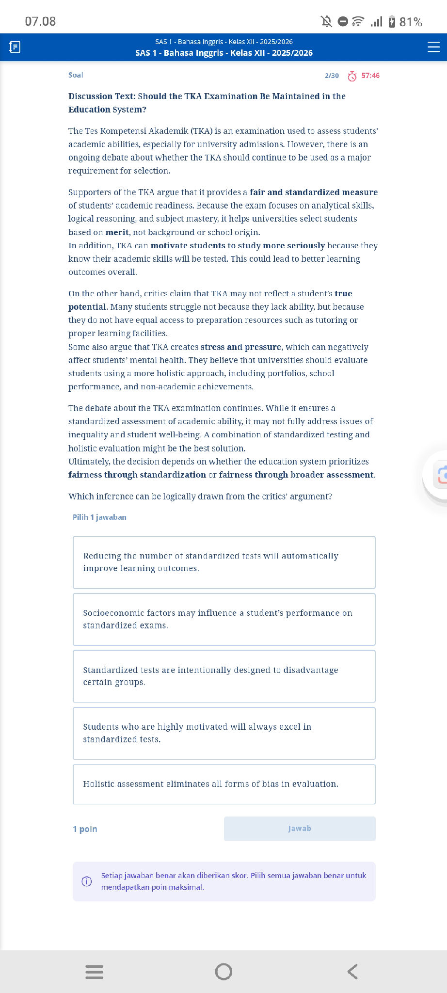 Discussion Text: Should the TKA Examination | StudyX