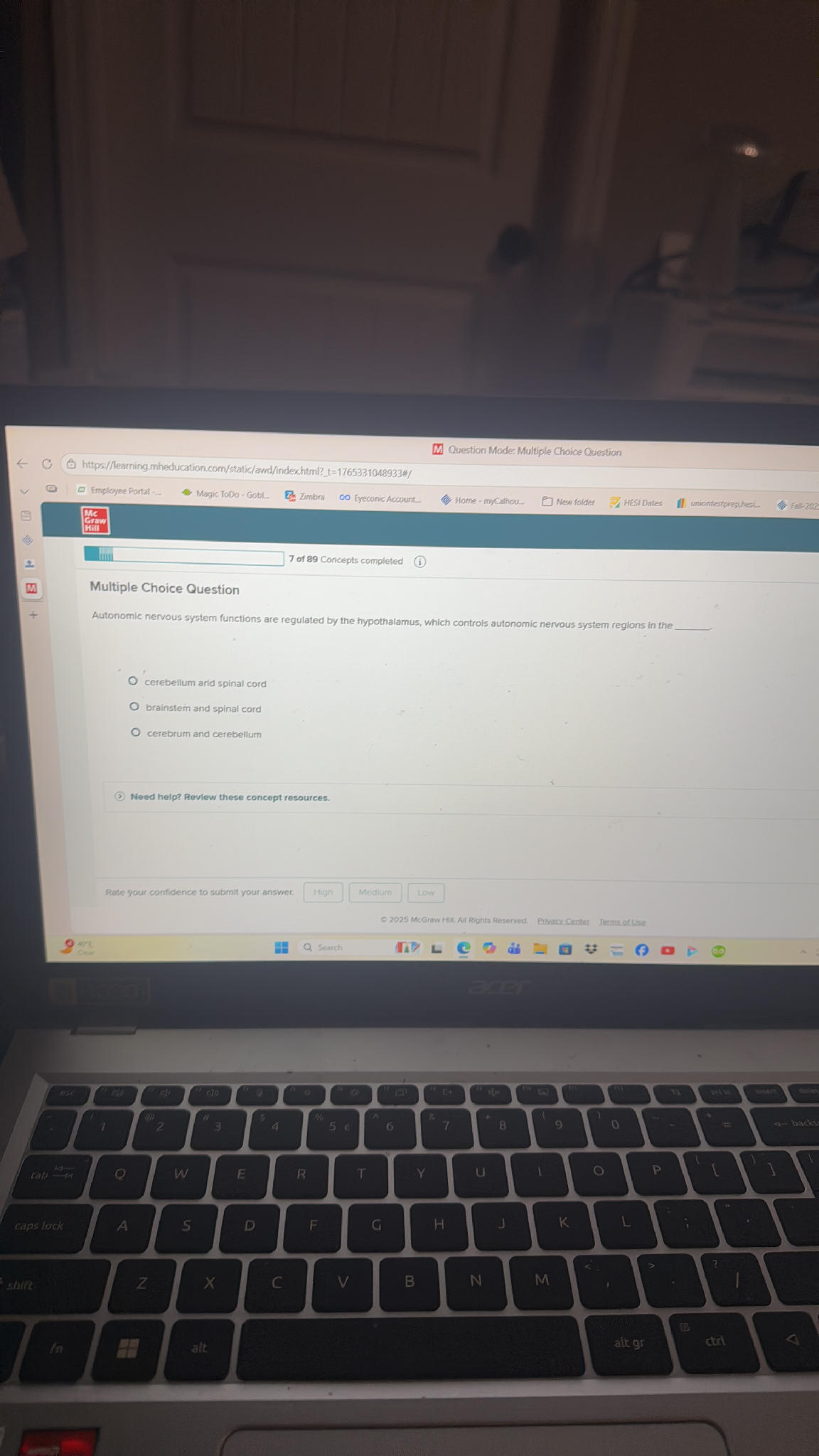 Multiple Choice Question Autonomic nervous | StudyX
