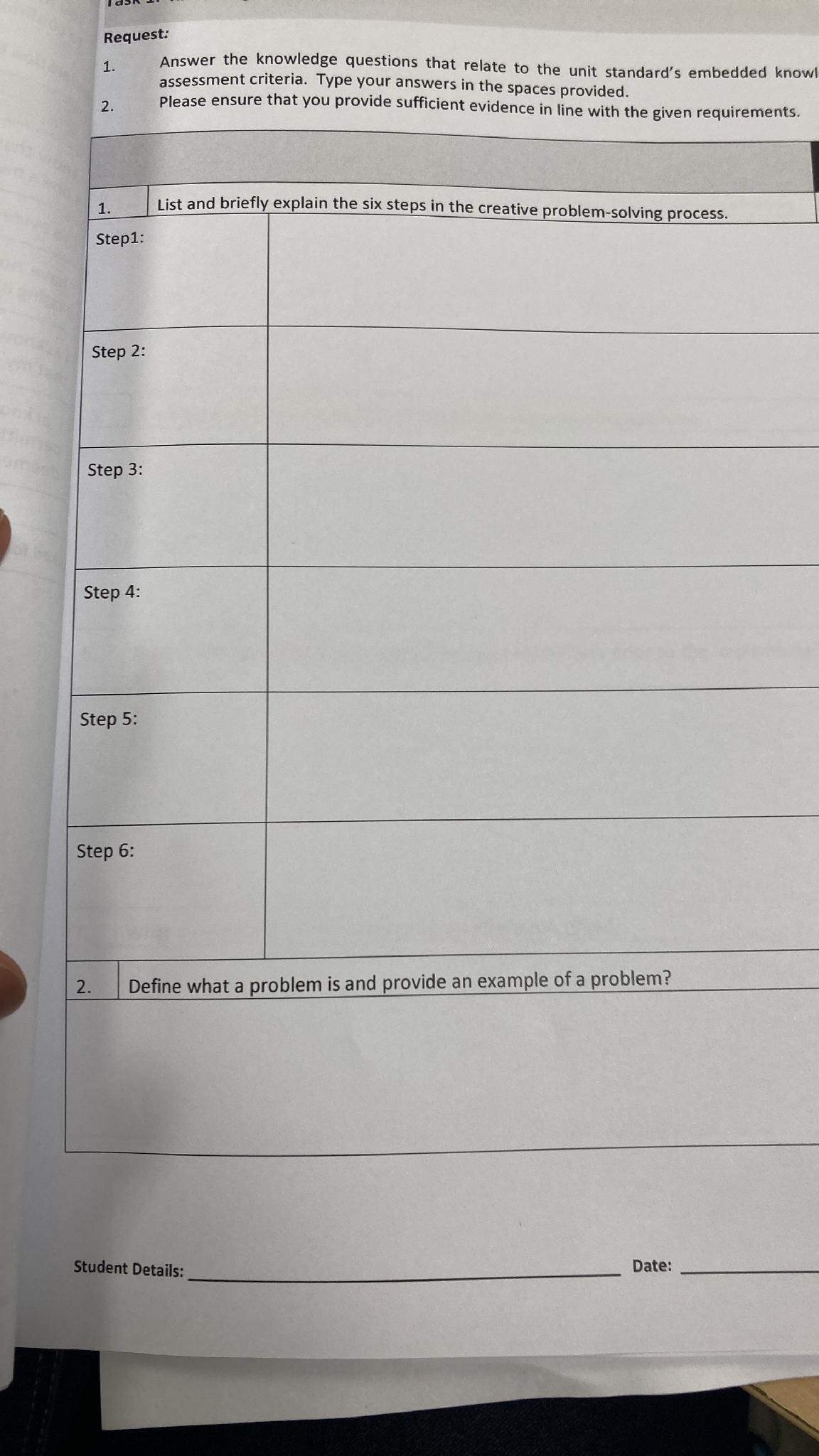 1. List and briefly explain the six steps in | StudyX