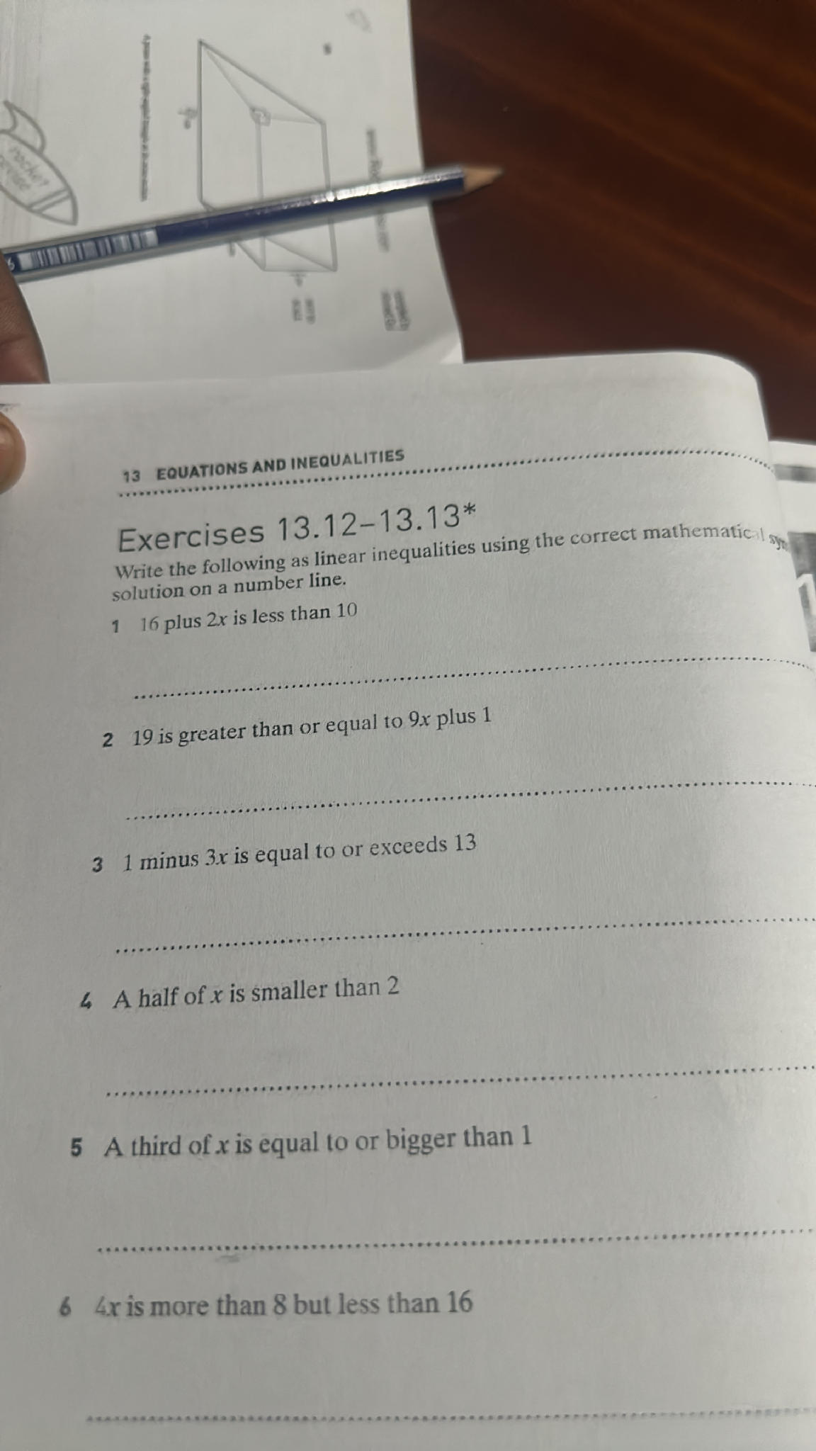 Write the following as linear inequalities | StudyX
