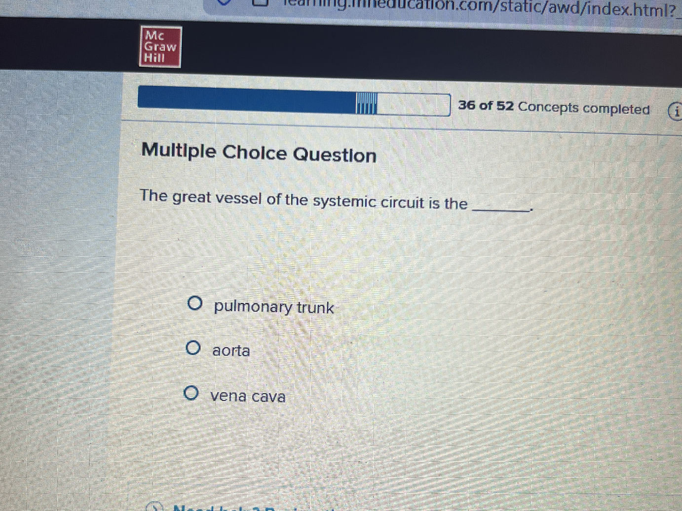 The great vessel of the systemic circuit is | StudyX