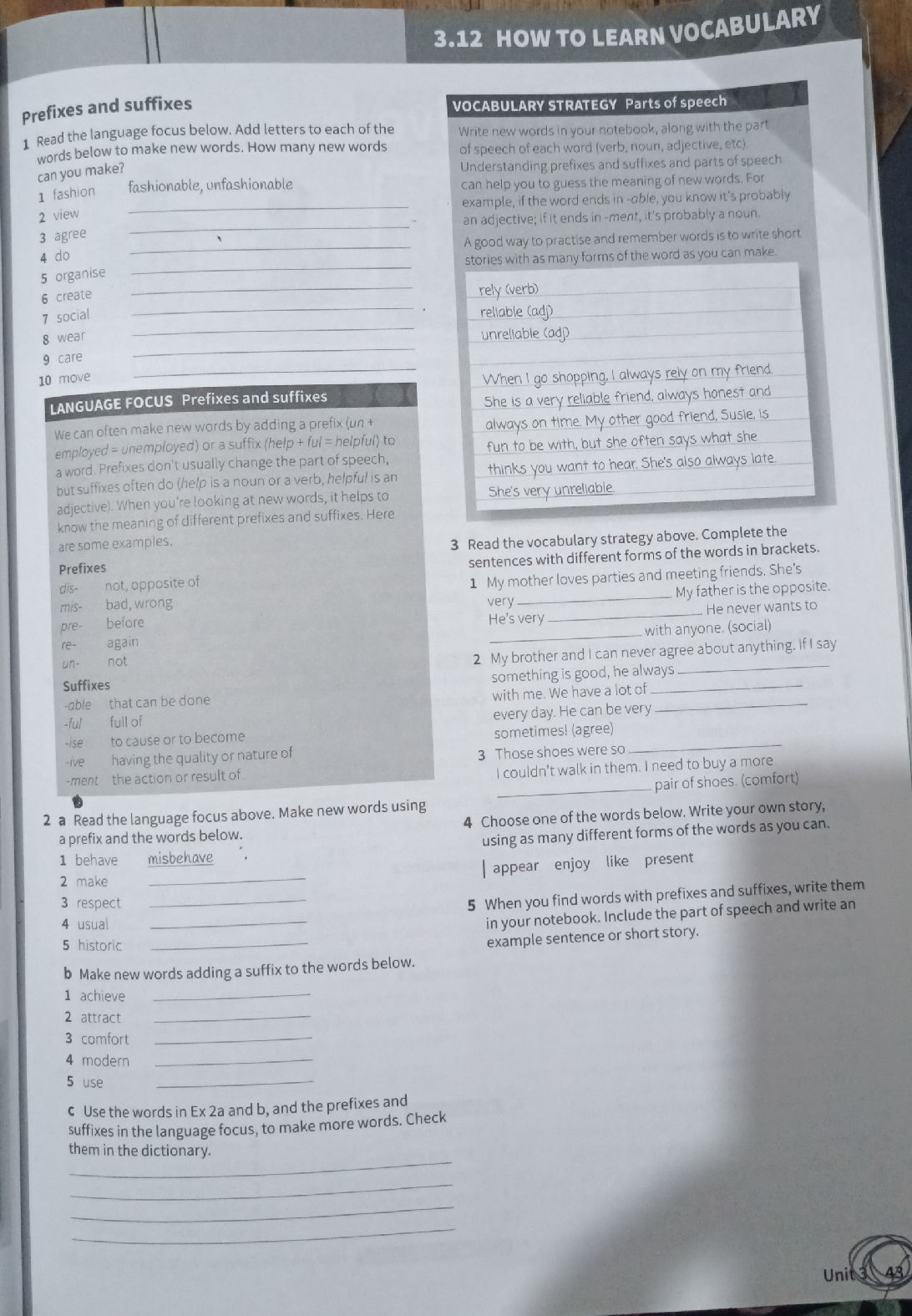 LANGUAGE FOCUS Prefixes and suffixes We can | StudyX