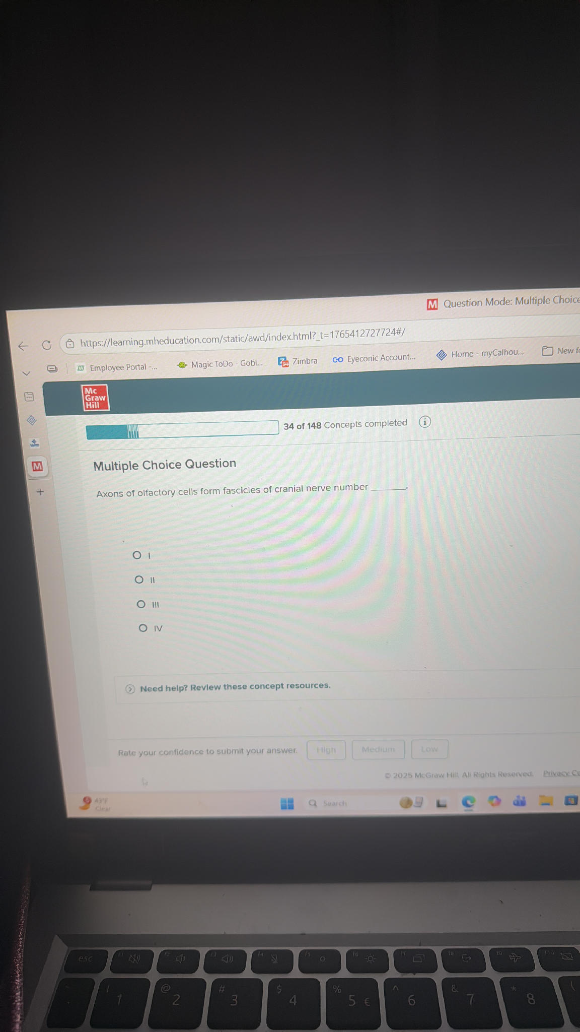 Multiple Choice Question Axons of olfactory | StudyX