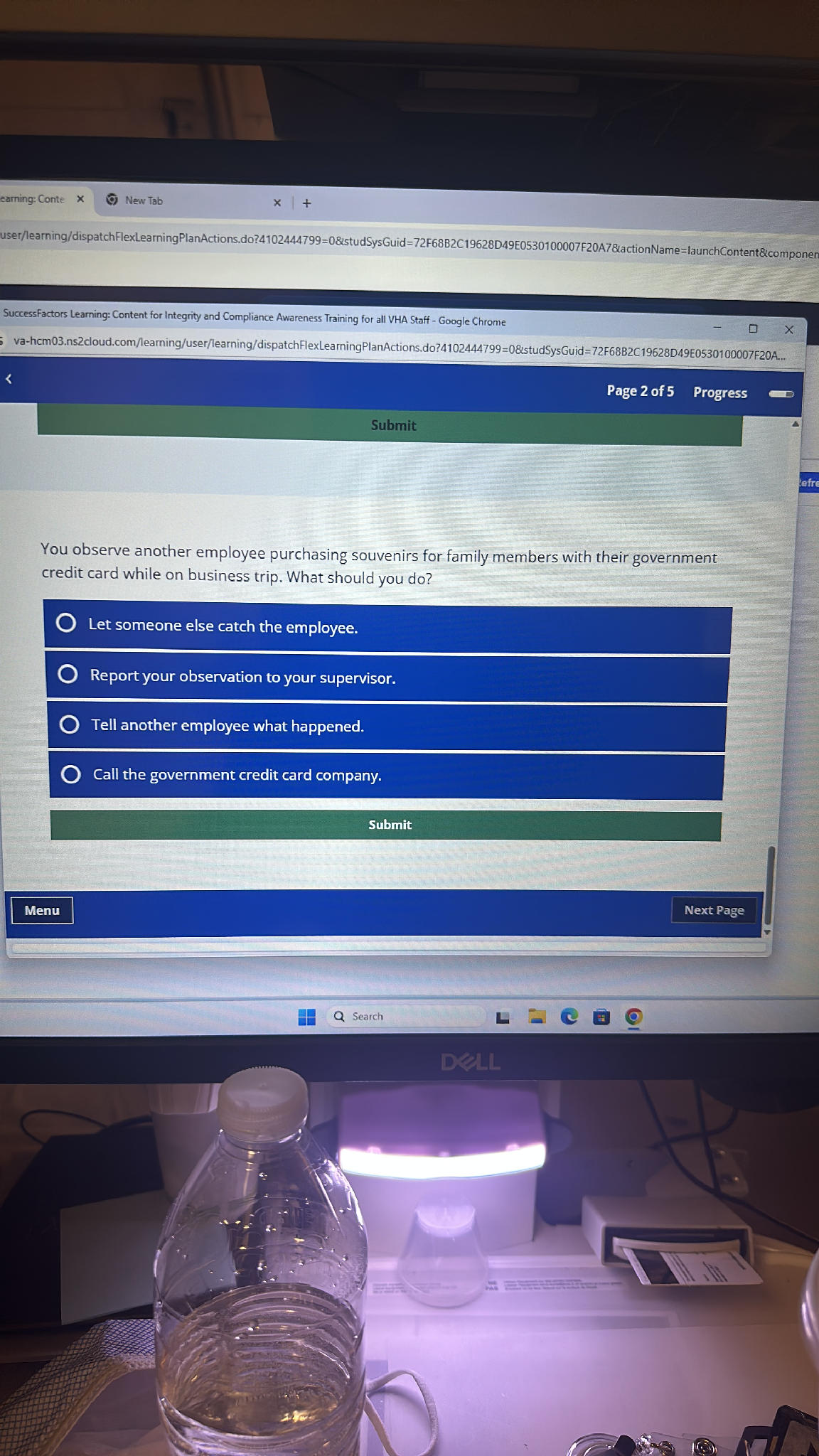 You observe another employee purchasing