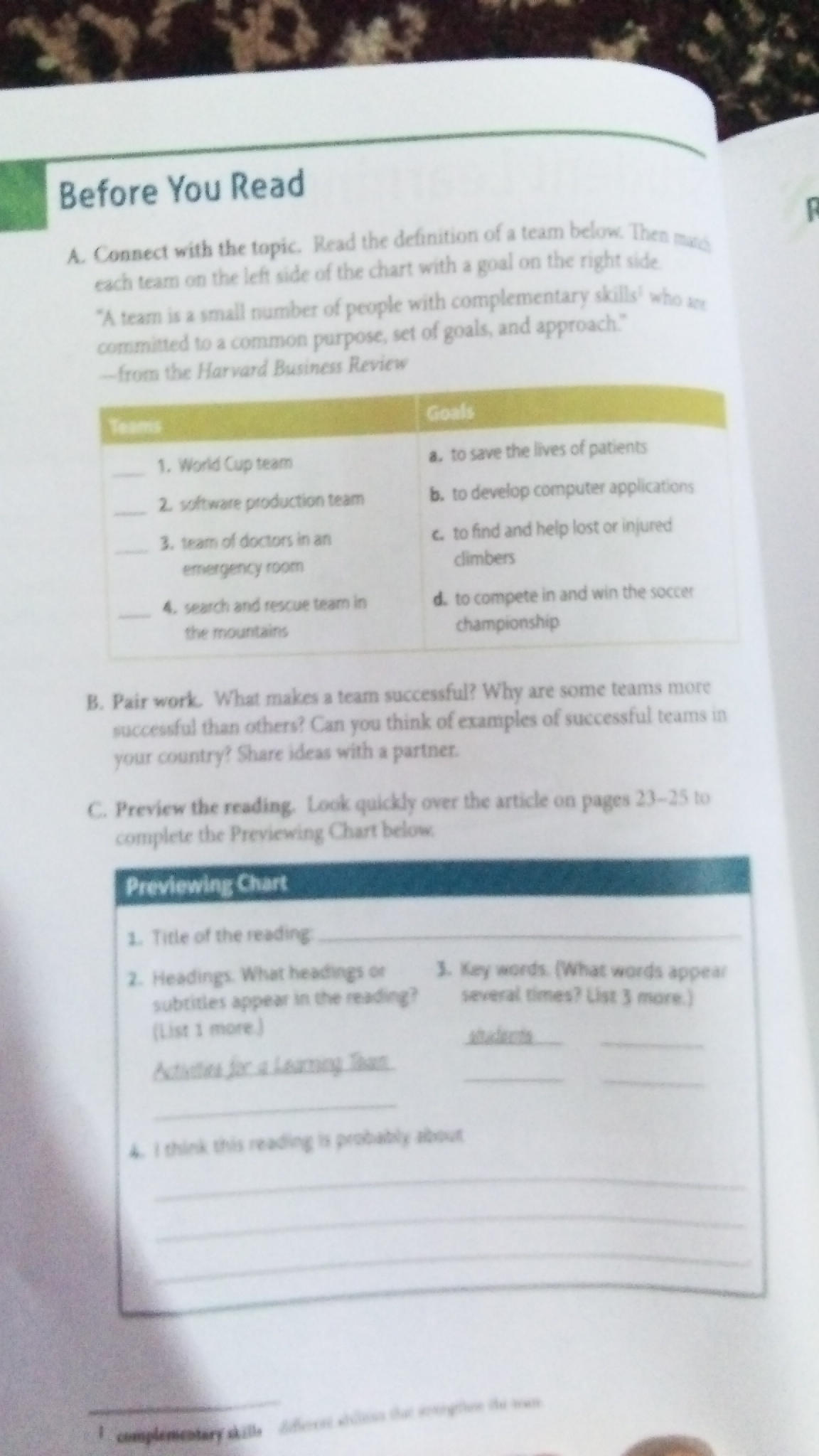 Before You Read A. Connect with the topic. | StudyX