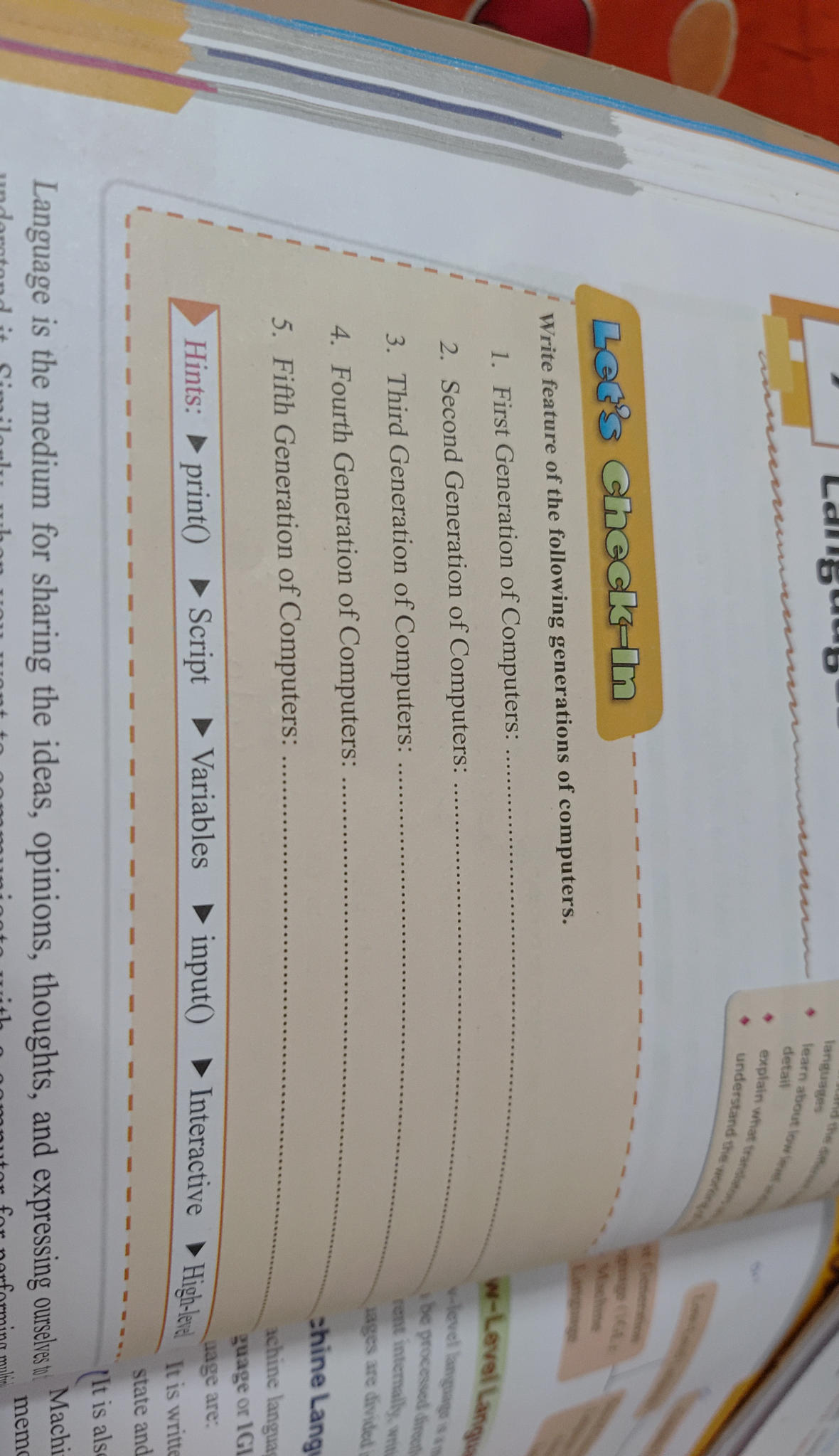 Write feature of the following generations | StudyX