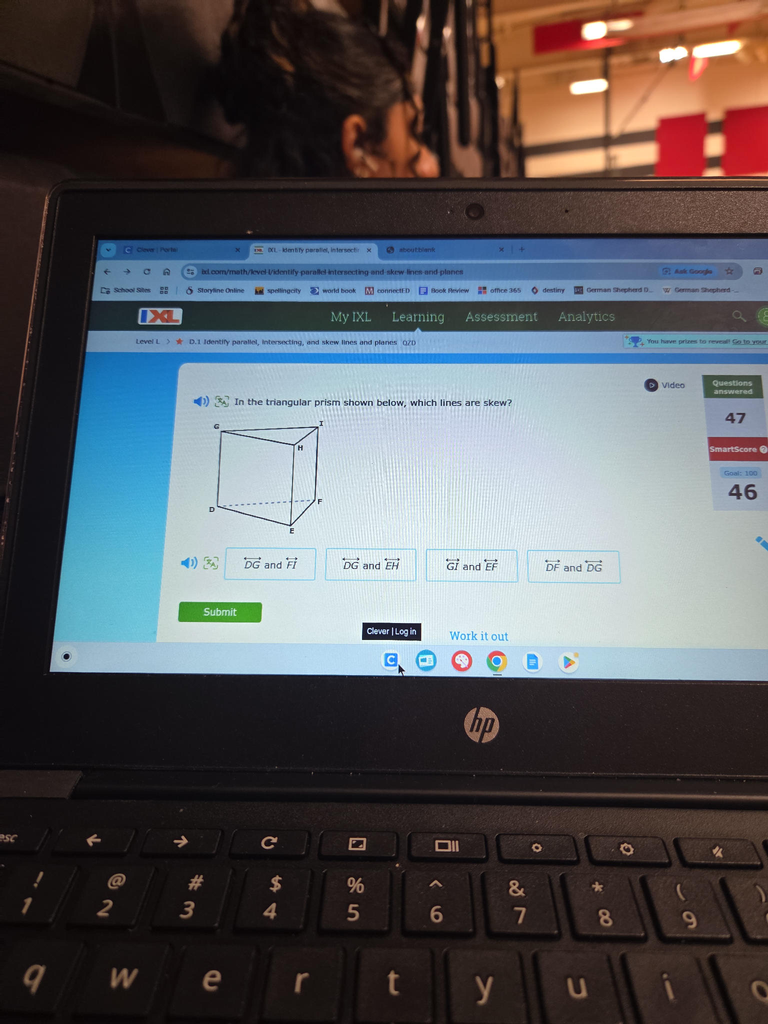 In the triangular prism shown below, which | StudyX