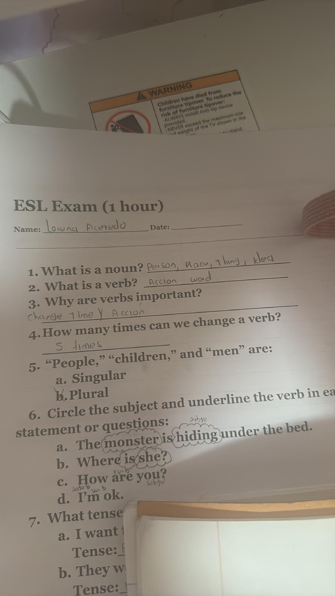 1. What is a noun? Person, place, thing, | StudyX