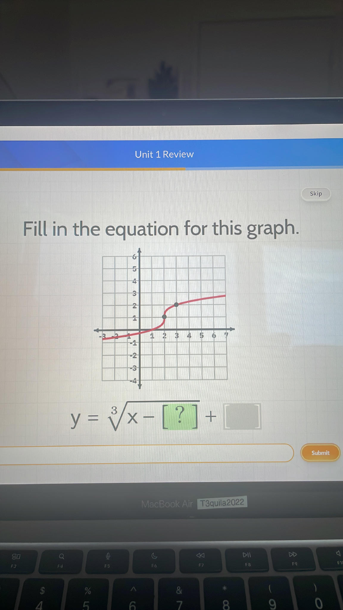 Fill in the equation for this graph. $y = | StudyX