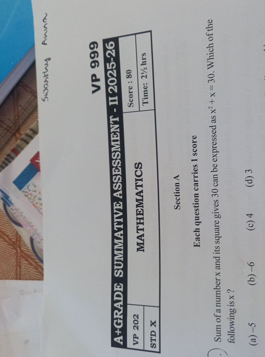 Sum of a number x and its square gives 30 | StudyX