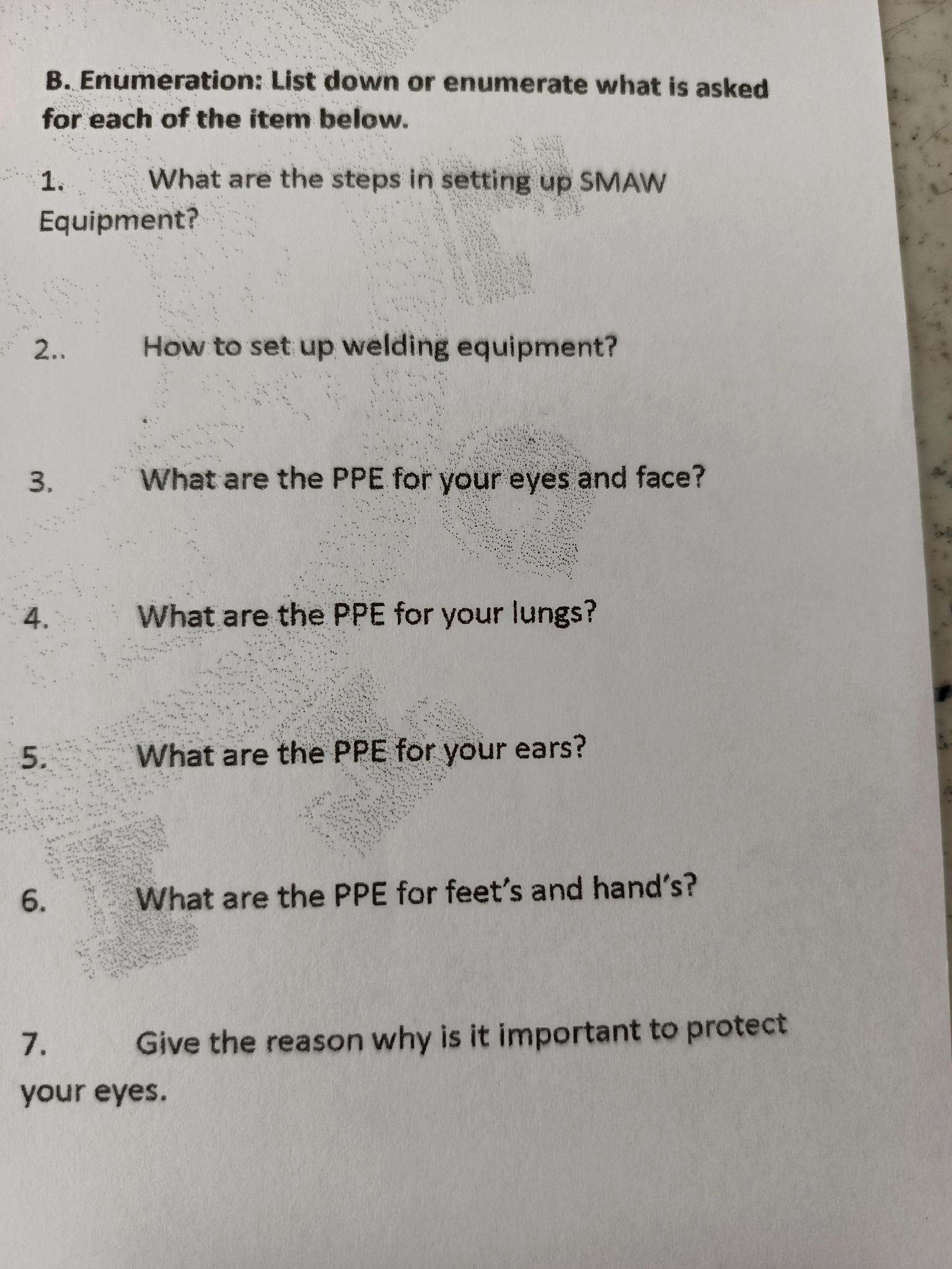 B. Enumeration: List down or enumerate what | StudyX