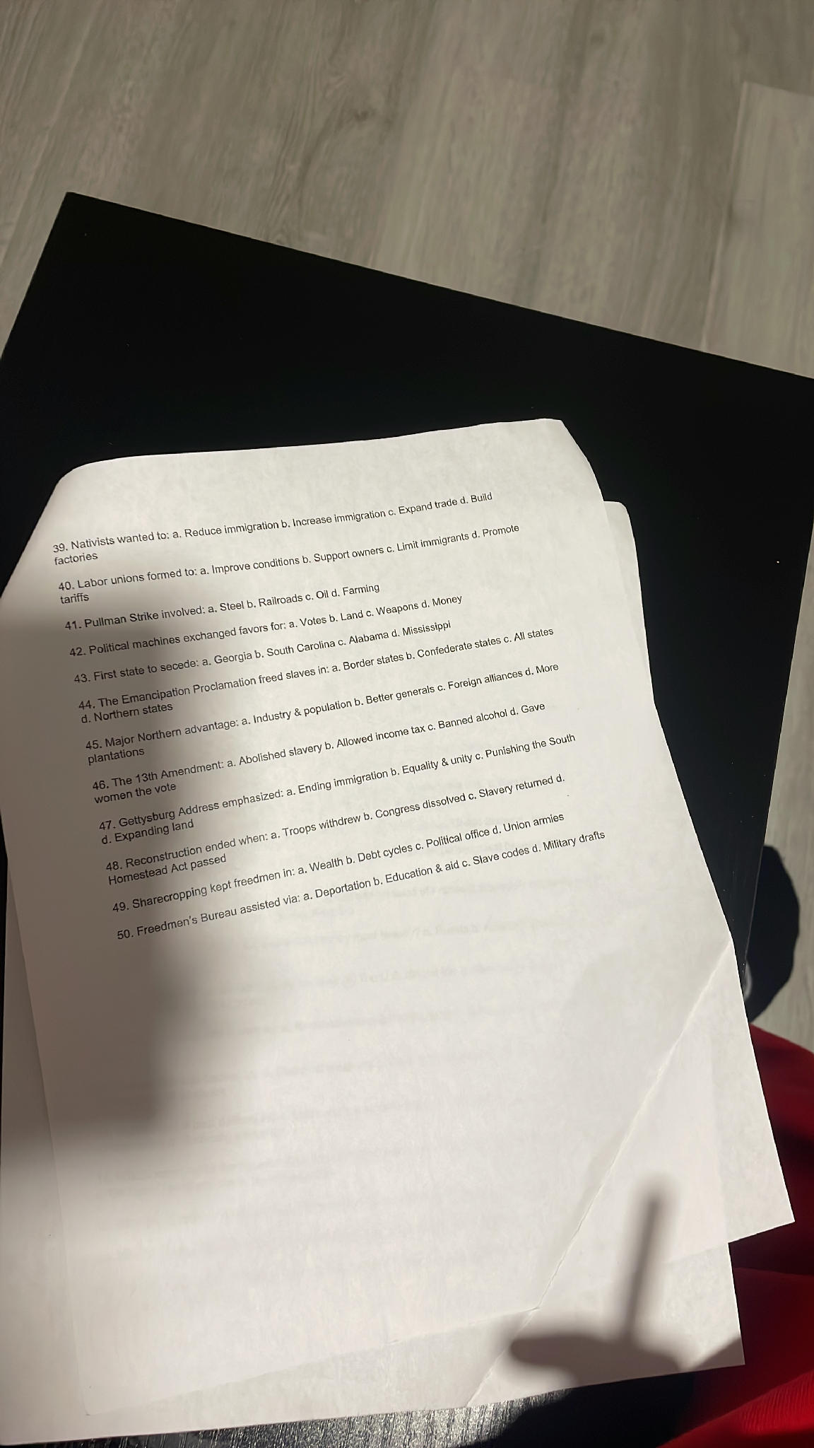 46. The 13th Amendment: a. Abolished slavery | StudyX