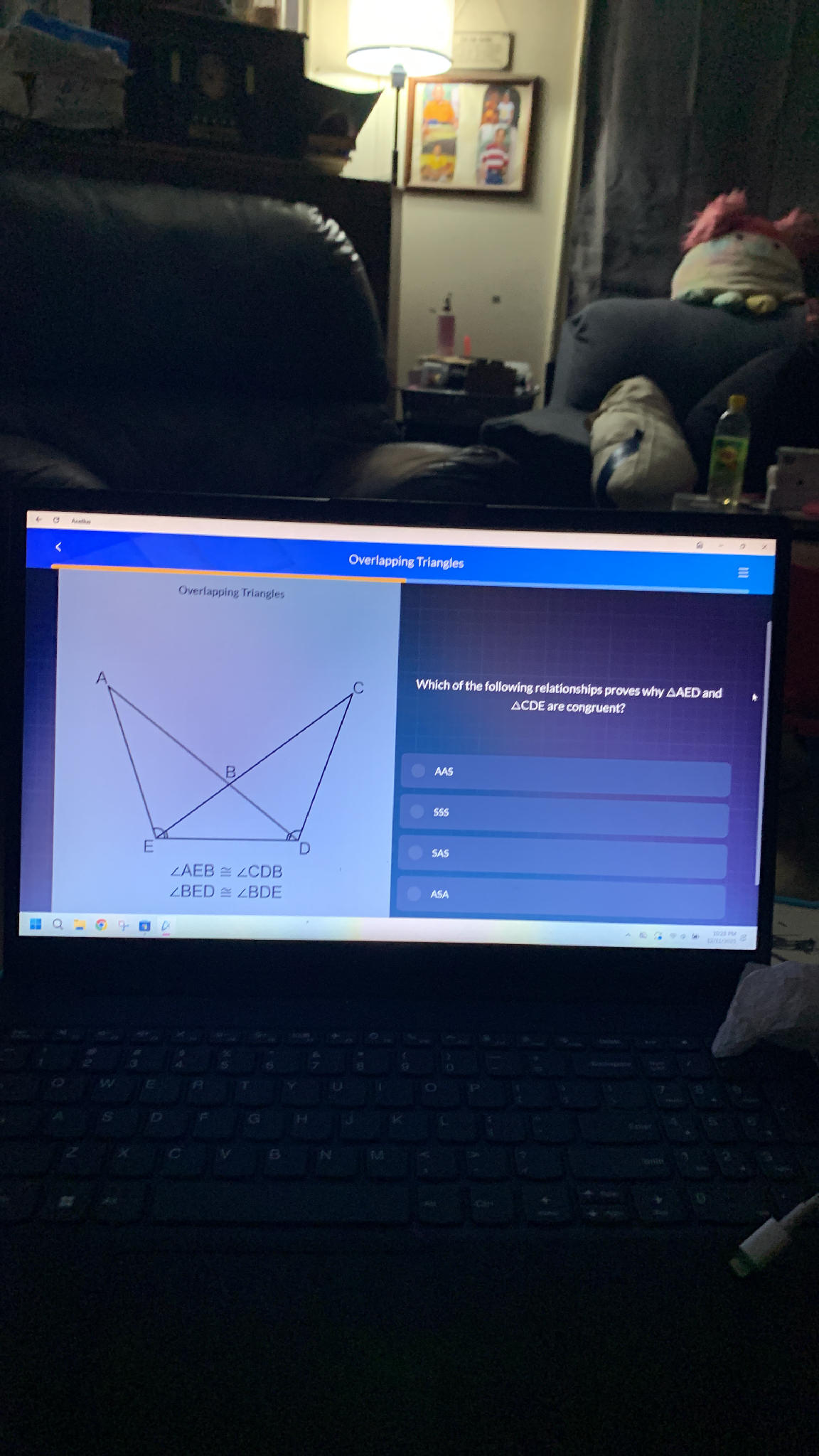 Overlapping Triangles [Diagram showing | StudyX