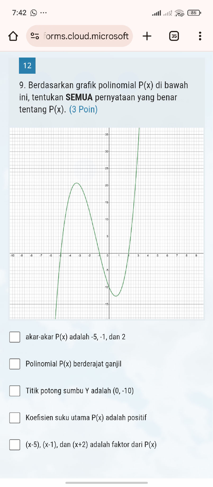 9. Berdasarkan grafik polinomial P(x) di | StudyX