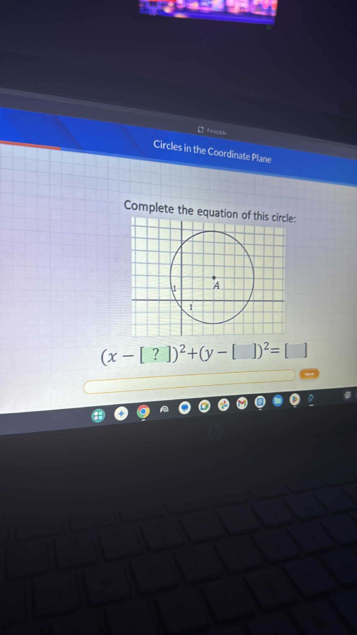 Complete the equation of this circle: (A | StudyX