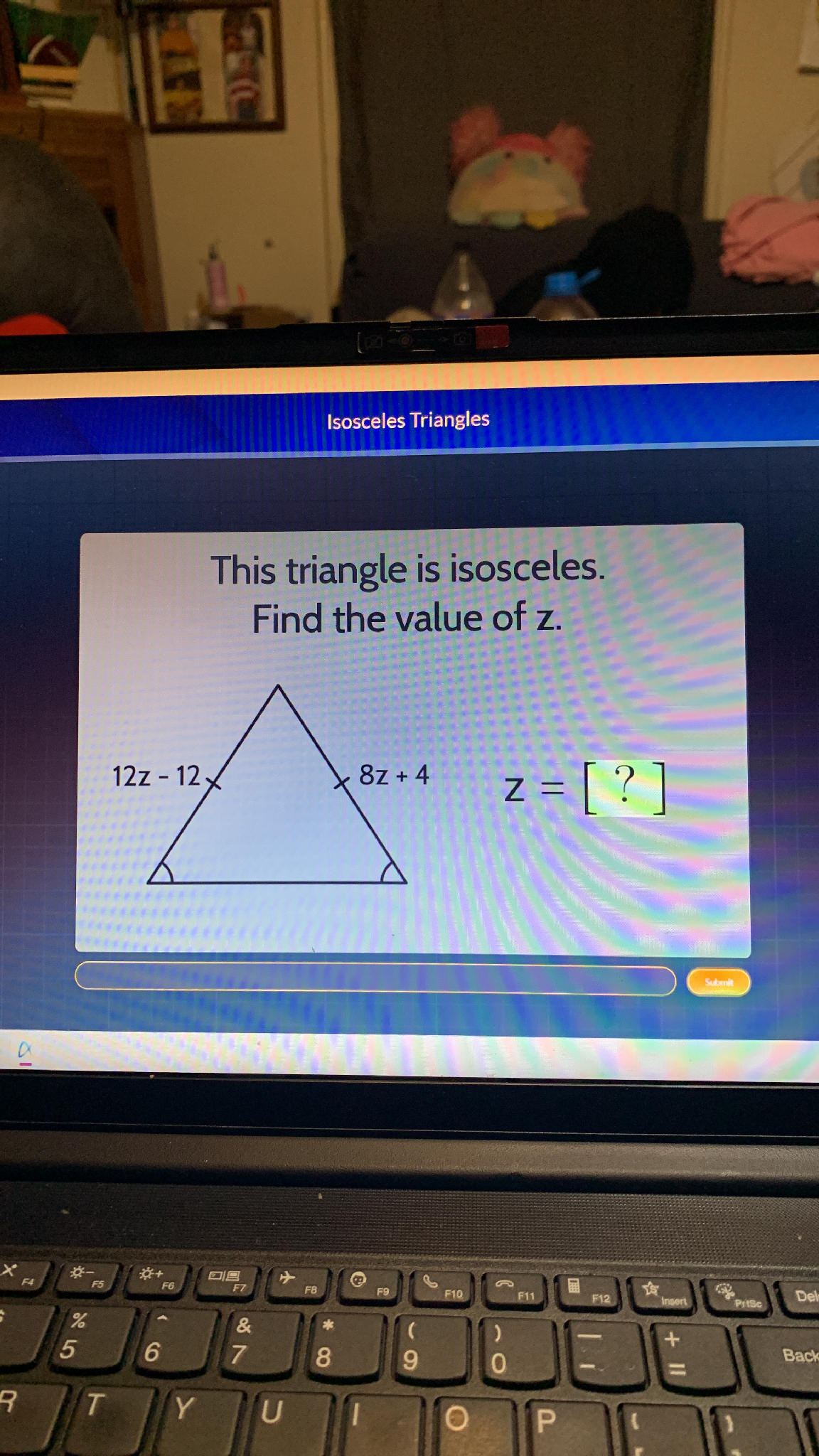 This triangle is isosceles. Find the value | StudyX