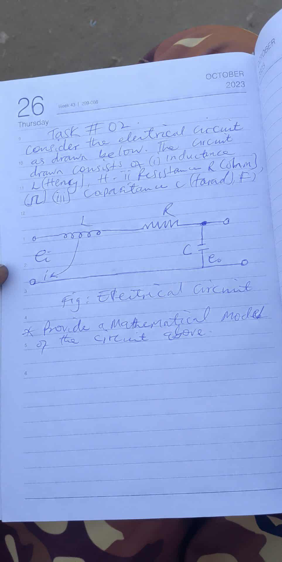Task # 02: Consider the electrical circuit | StudyX