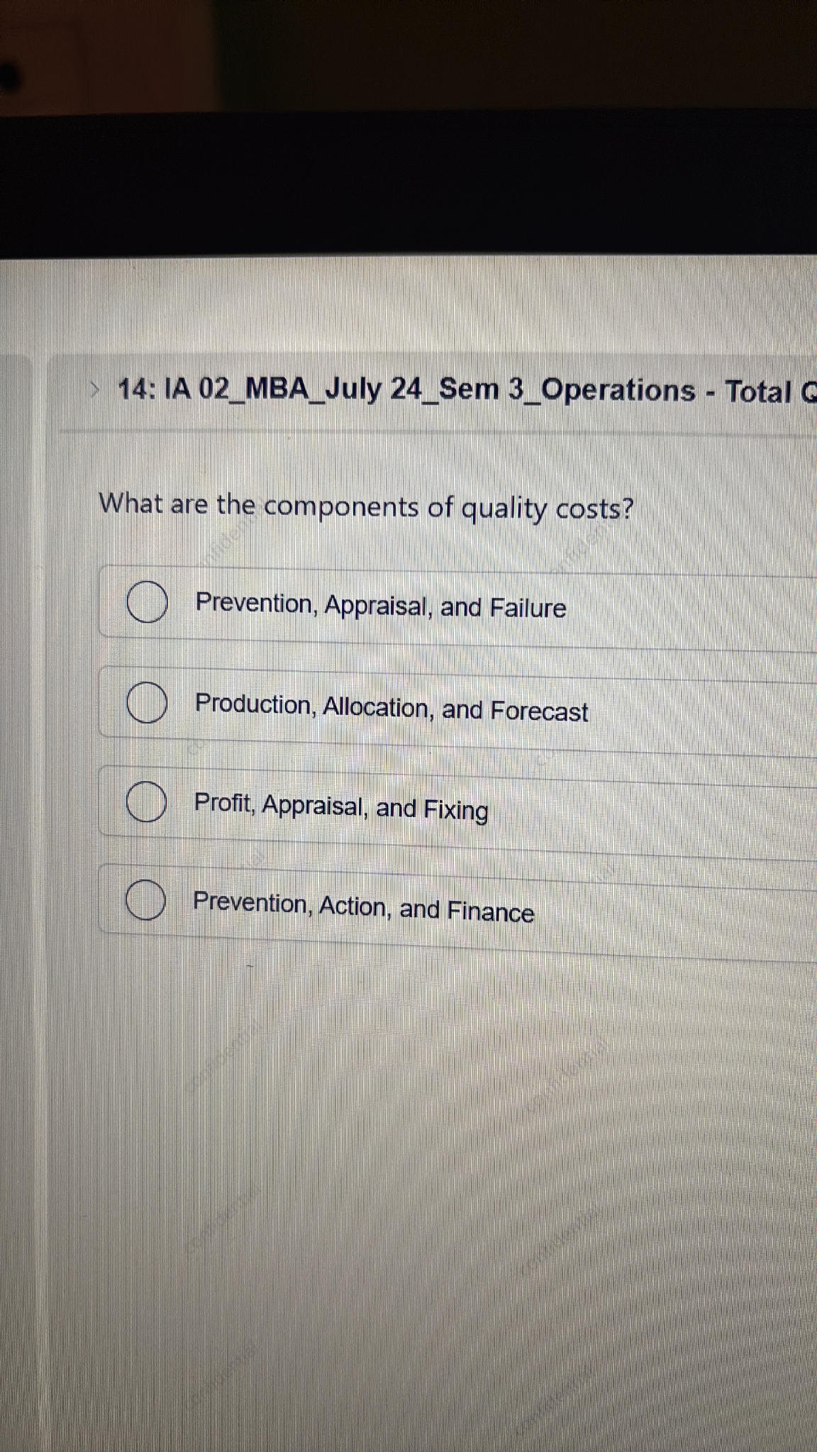 What are the components of quality costs? | StudyX