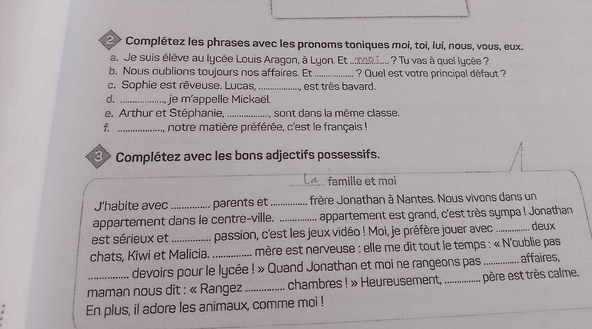 Complétez avec les bons adjectifs | StudyX