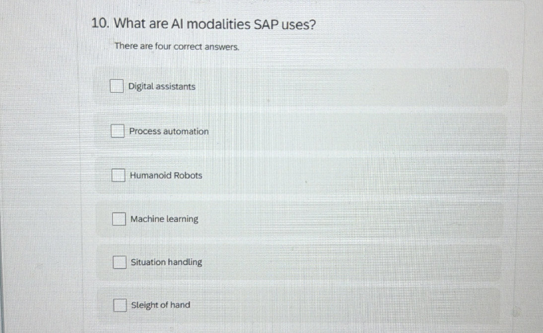 What are AI modalities SAP uses? There are | StudyX