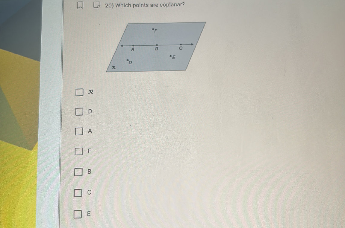 20) Which points are coplanar? (A plane | StudyX