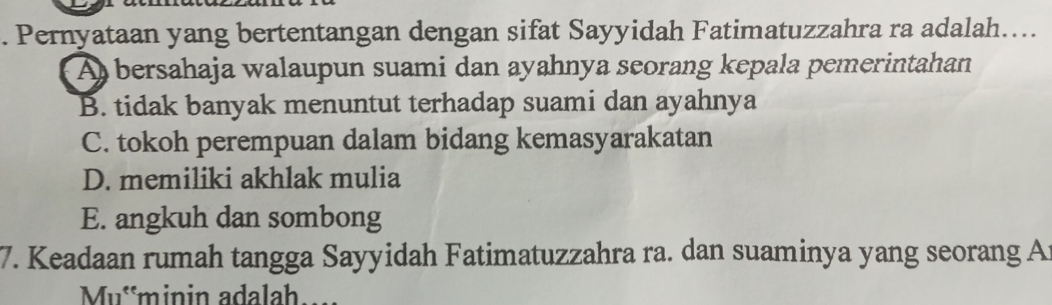 Pernyataan yang bertentangan dengan sifat | StudyX