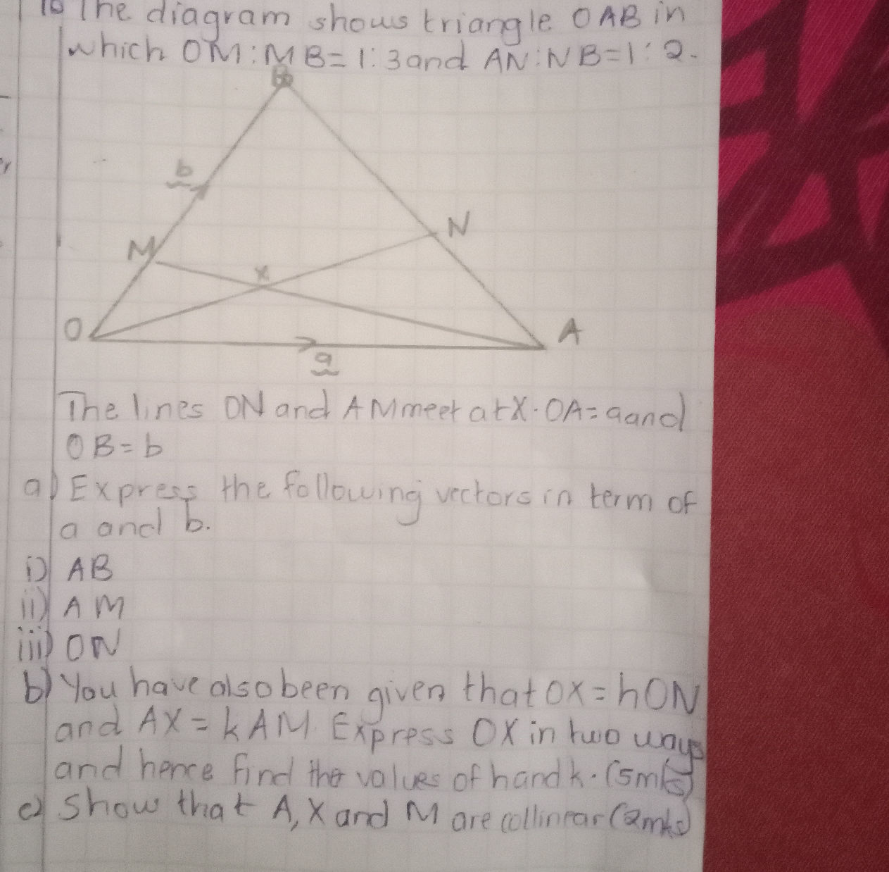 The diagram shows triangle OAB in which | StudyX