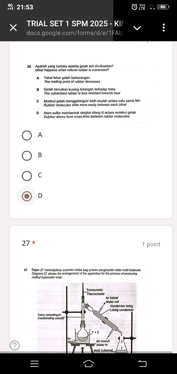 Apakah yang berlaku apabila getah asli | StudyX