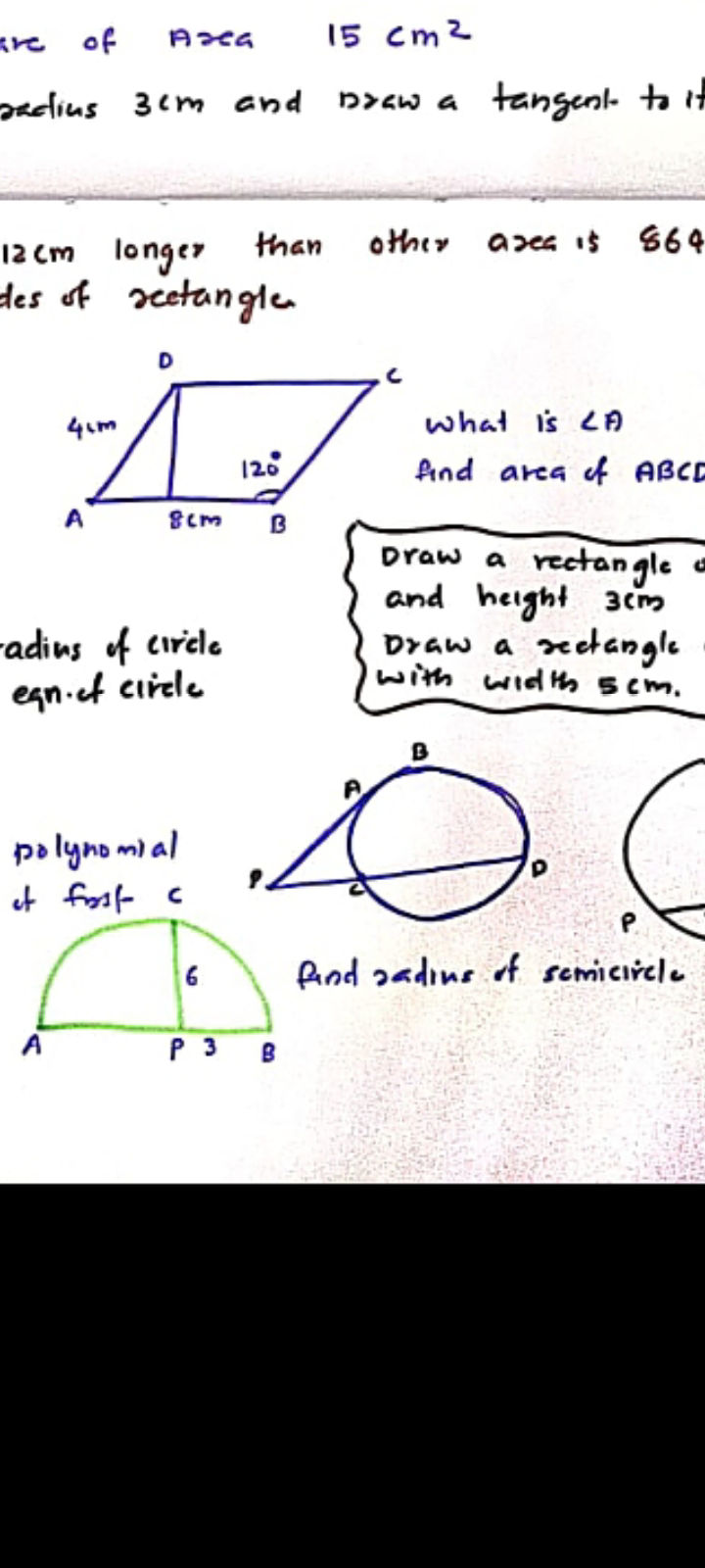 D 4 cm What is $ A$ Find area of ABCD A 8cm | StudyX