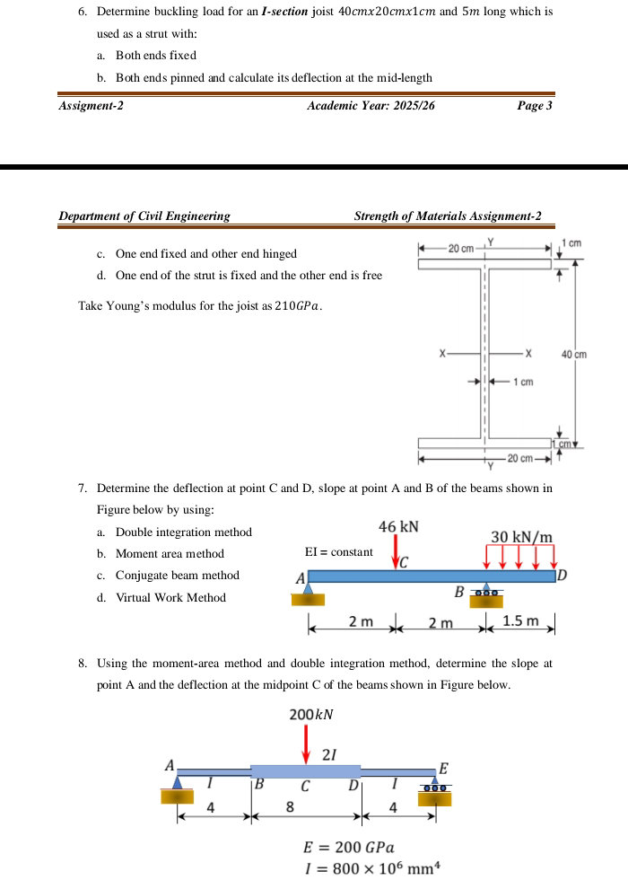Determine buckling load for an I-section | StudyX