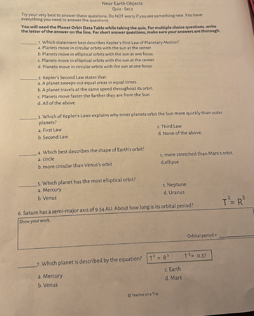 1. Which statement best describes Kepler's | StudyX