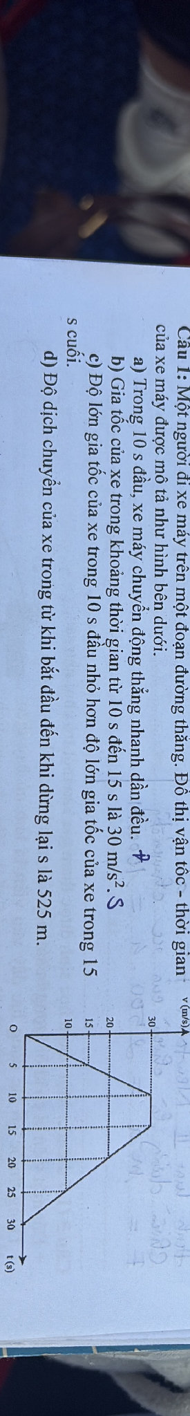 Câu 1: Một người đi xe máy trên một đoạn | StudyX