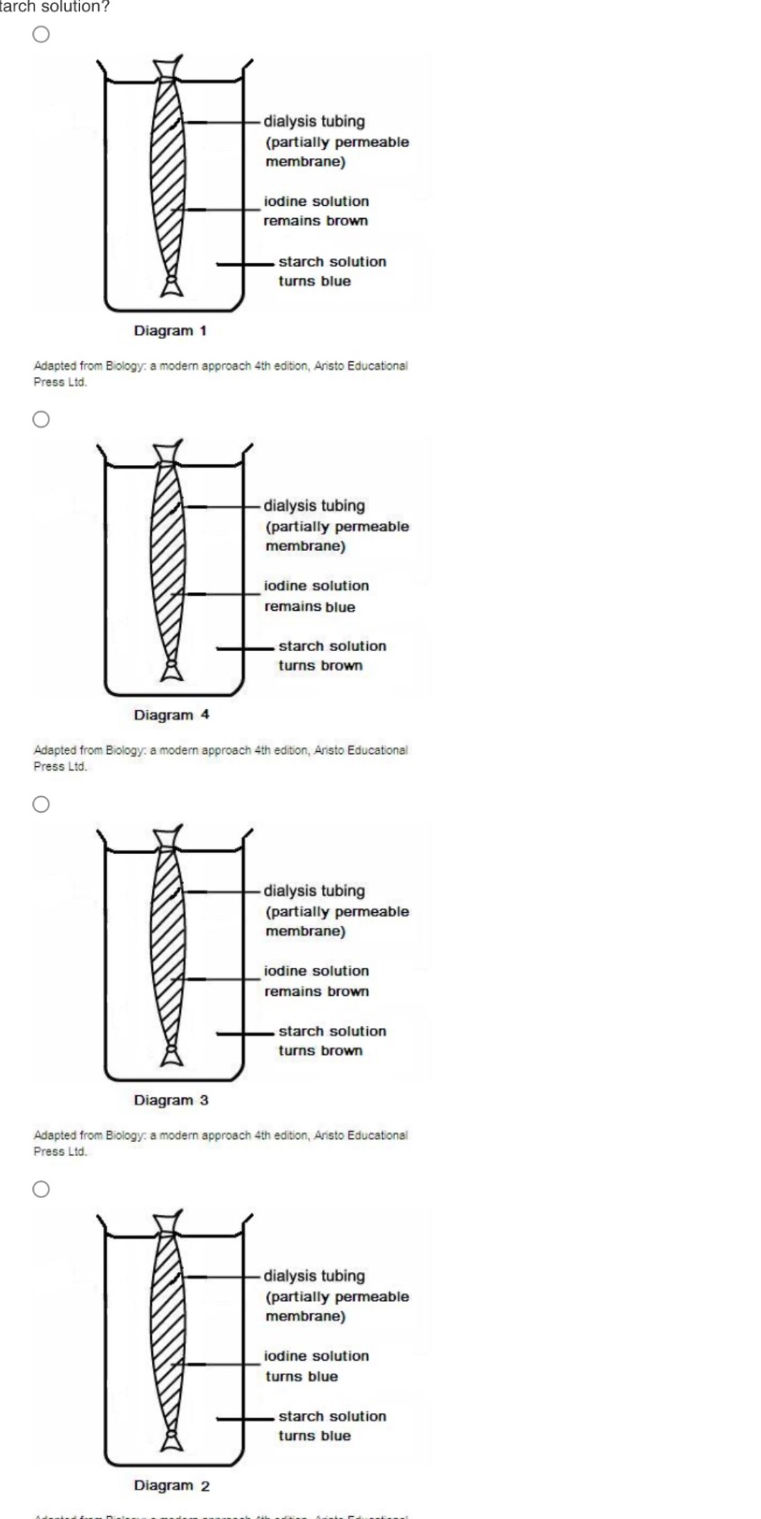 tarch solution? Diagram 1 dialysis tubing | StudyX