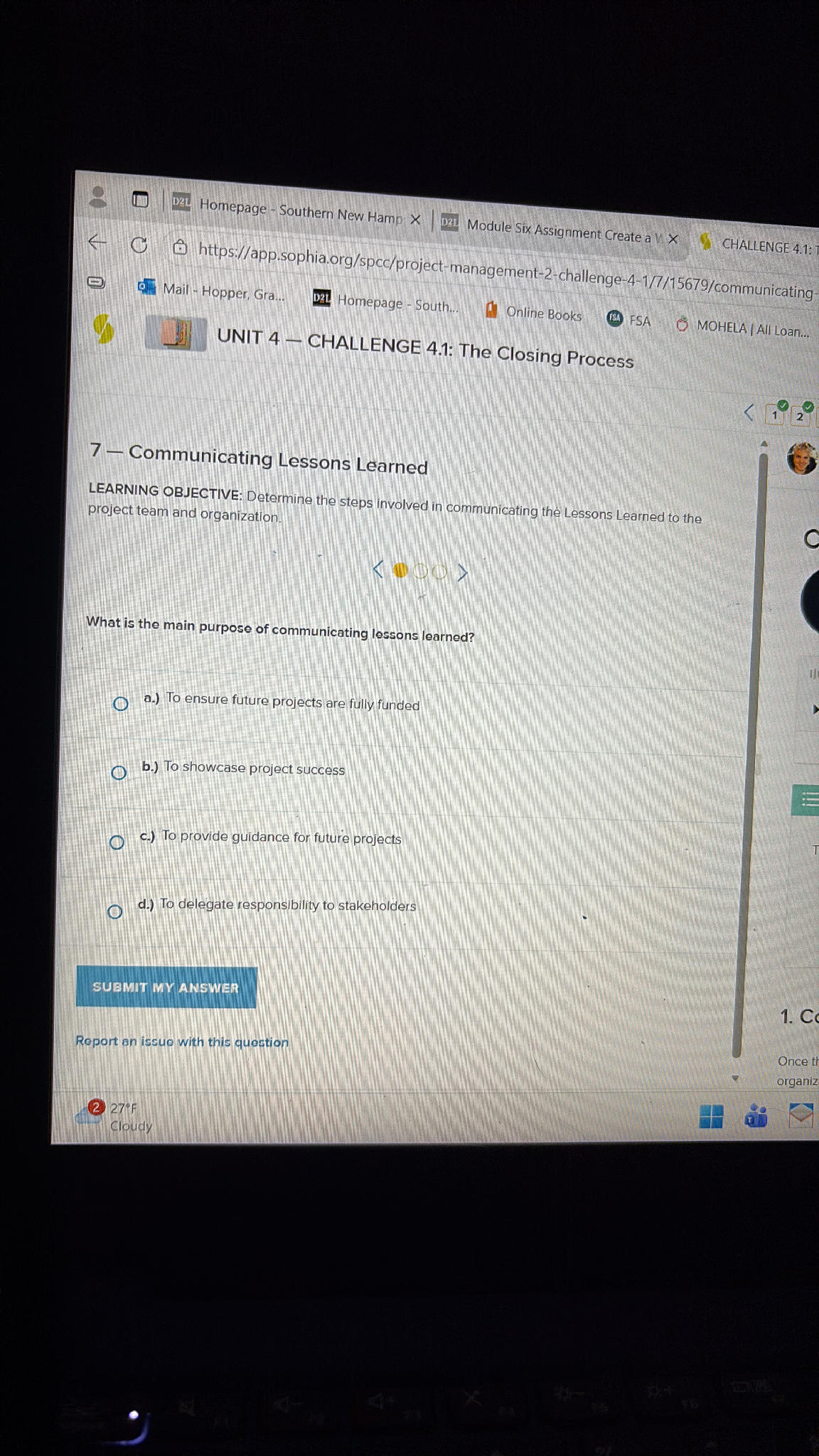 7 – Communicating Lessons Learned LEARNING | StudyX