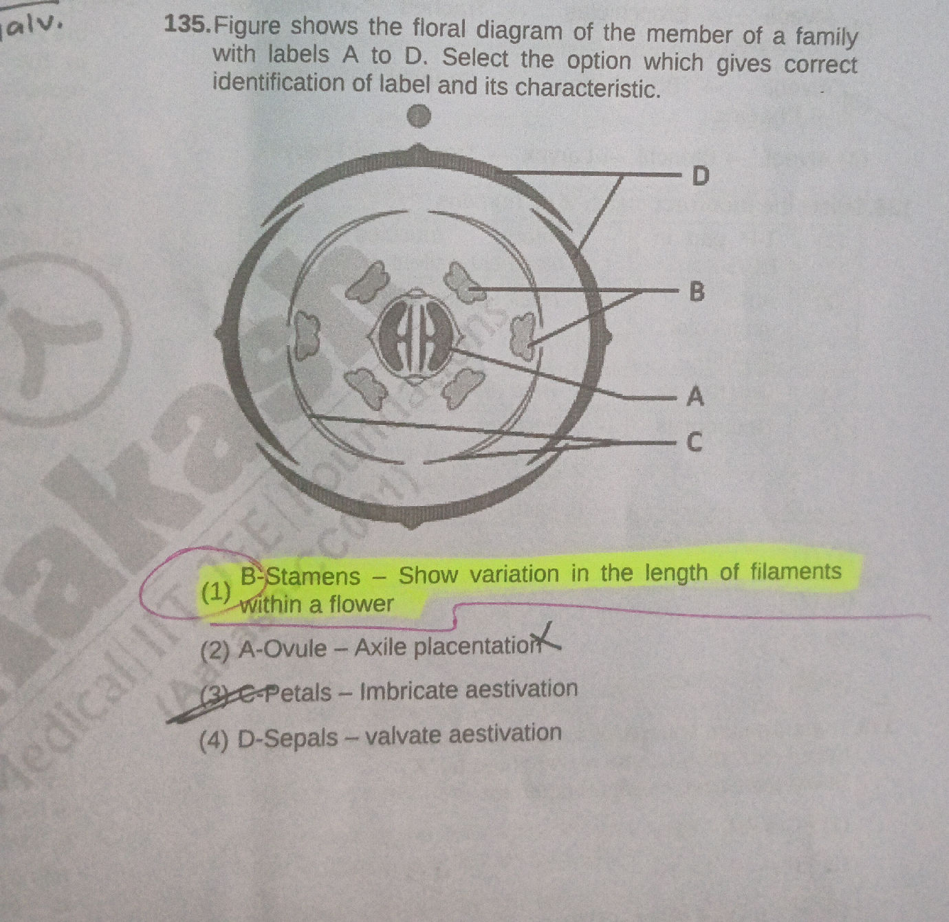 Figure shows the floral diagram of the | StudyX