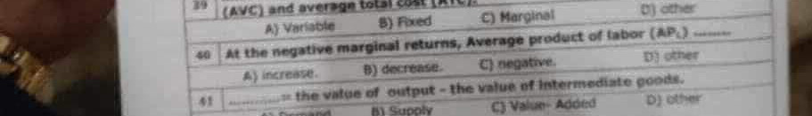 Average variable cost (AVC) and average | StudyX
