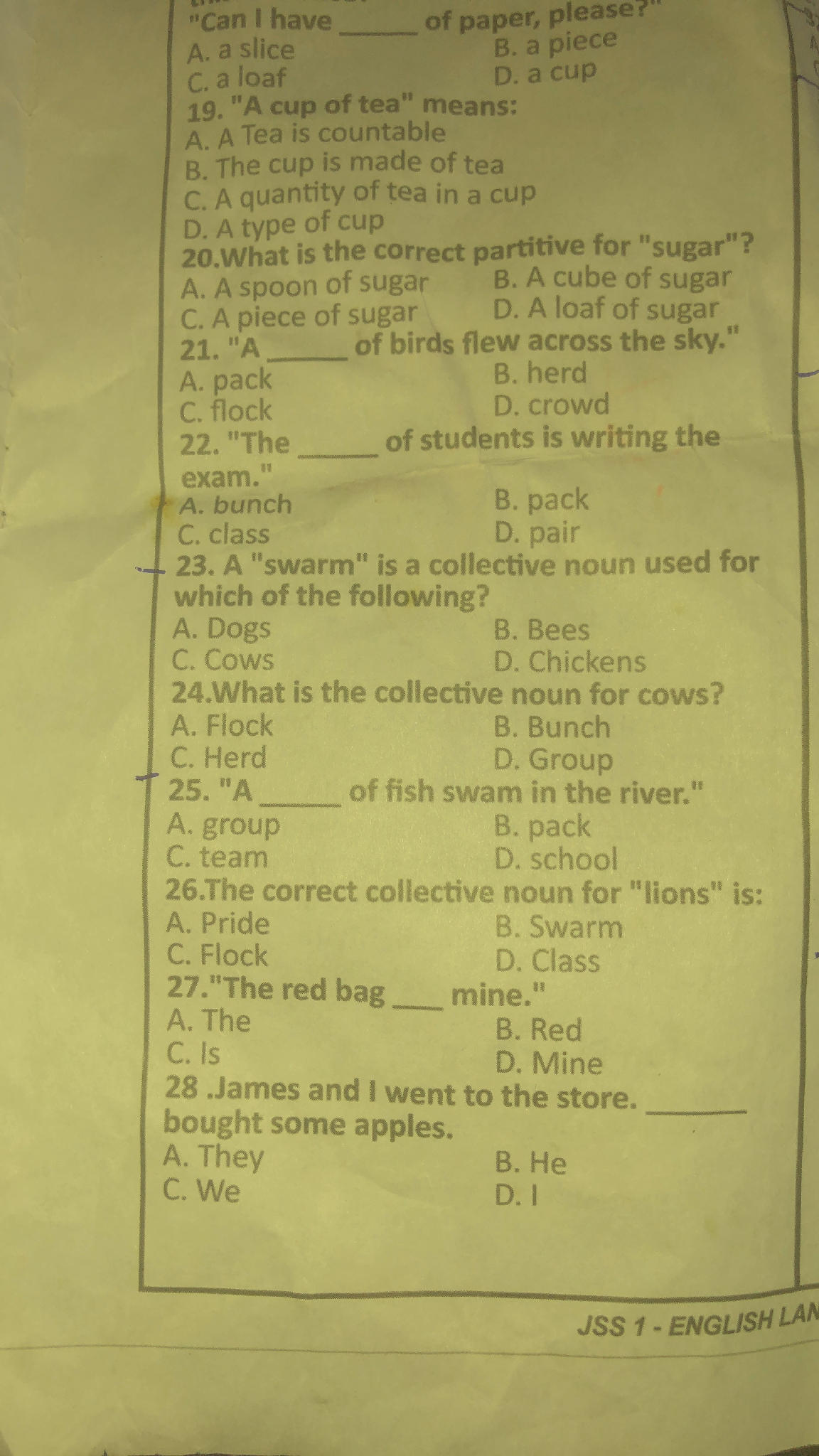 22. "The _____ of students is writing the | StudyX