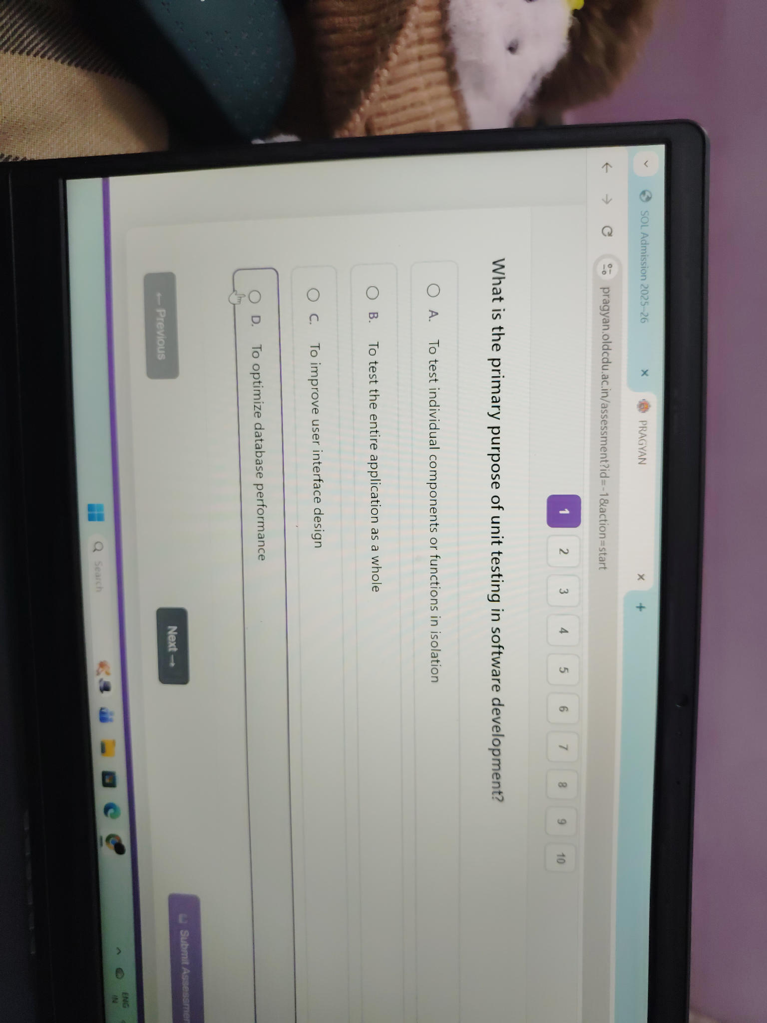 What is the primary purpose of unit testing | StudyX