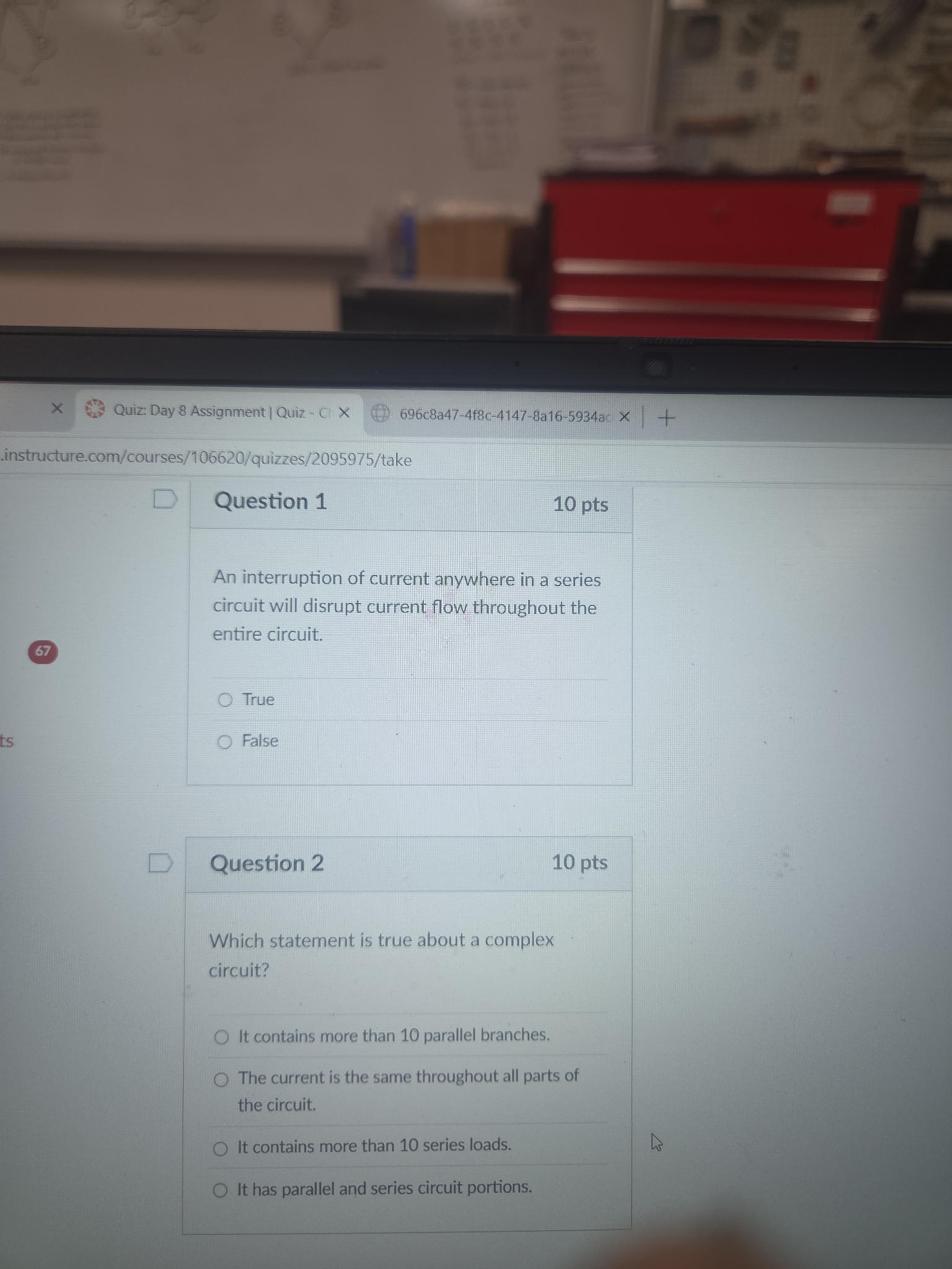 An interruption of current anywhere in a | StudyX