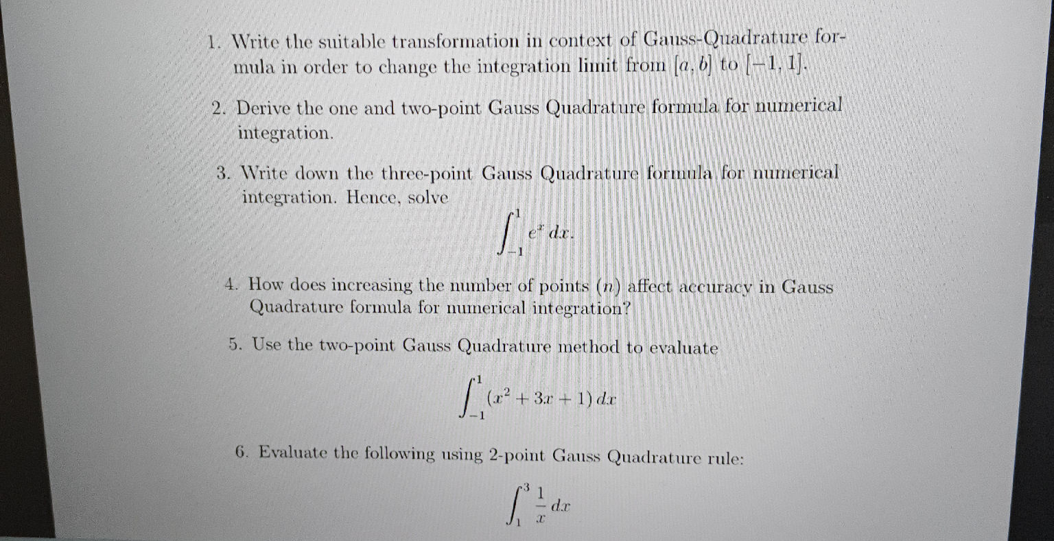 Derive the one and two-point Gauss | StudyX