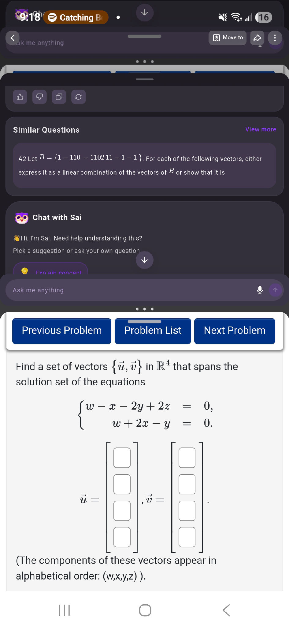 Find a set of vectors $ \{ {u}, {v} \}$ in | StudyX