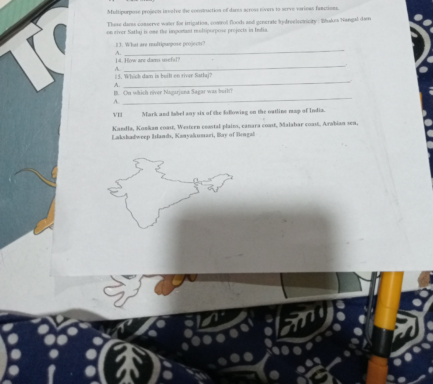 Mark and label any six of the following on | StudyX