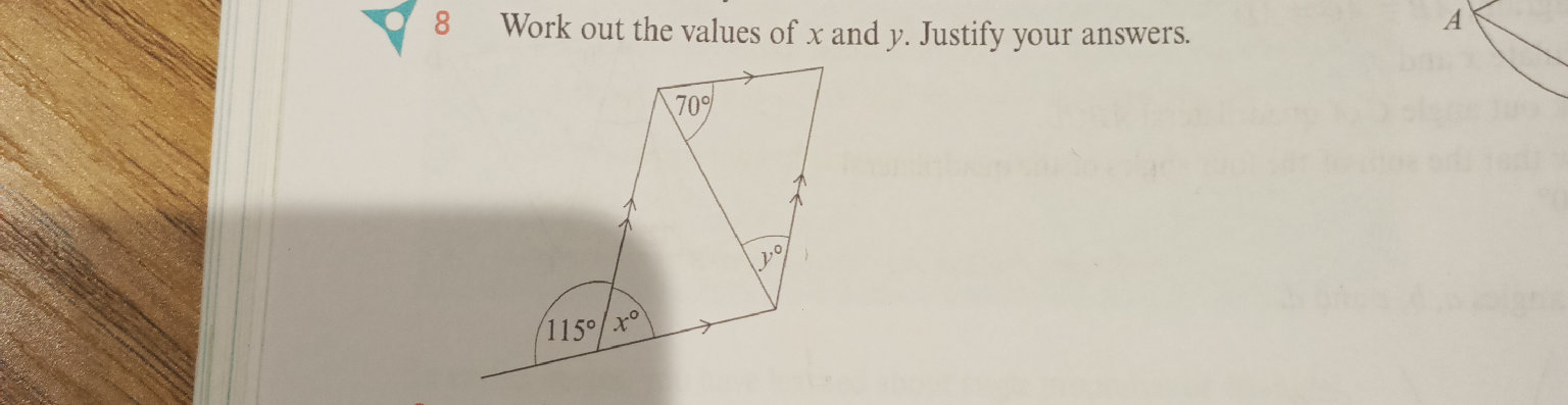 Work out the values of x and y. Justify your | StudyX