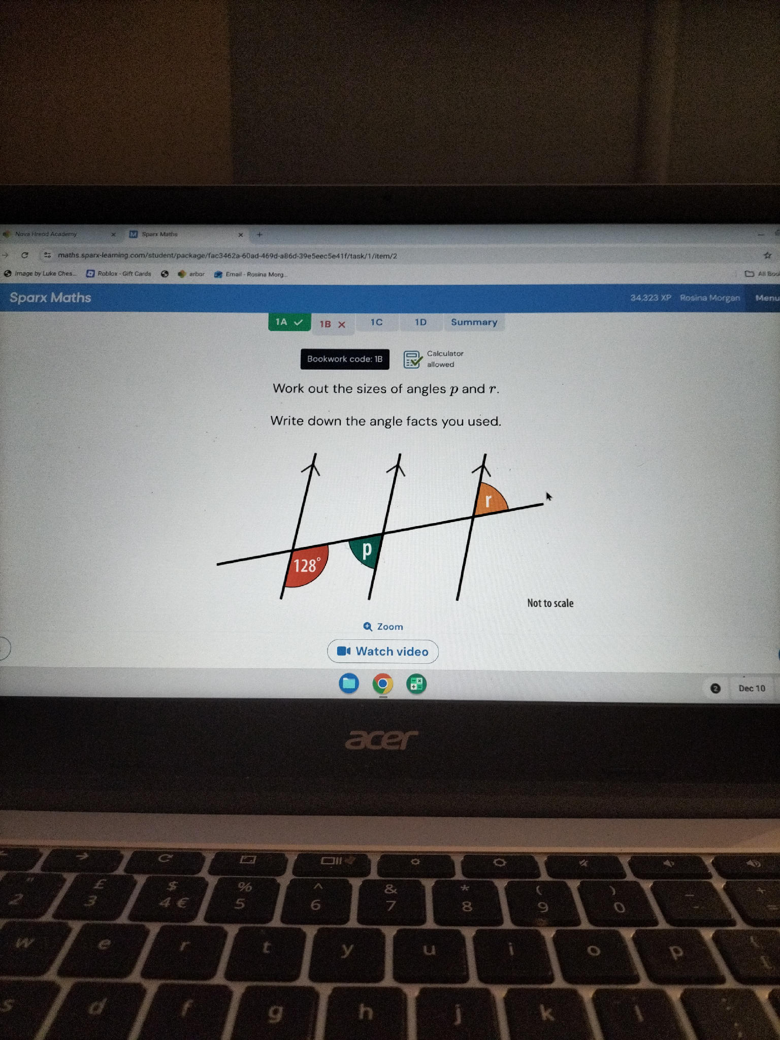 Work out the sizes of angles p and r. Write | StudyX