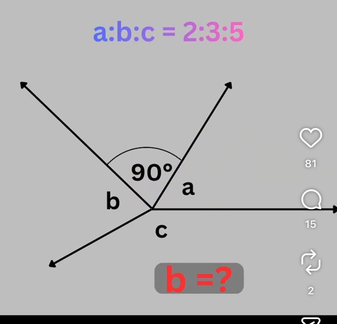 Given the ratio of angles $a:b:c = 2:3:5$ in | StudyX