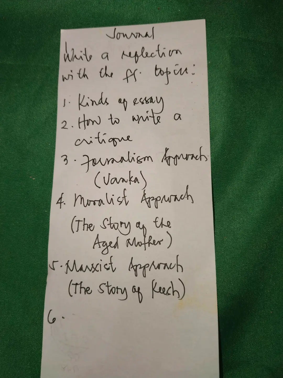 Journal Write a reflection with the ff. | StudyX