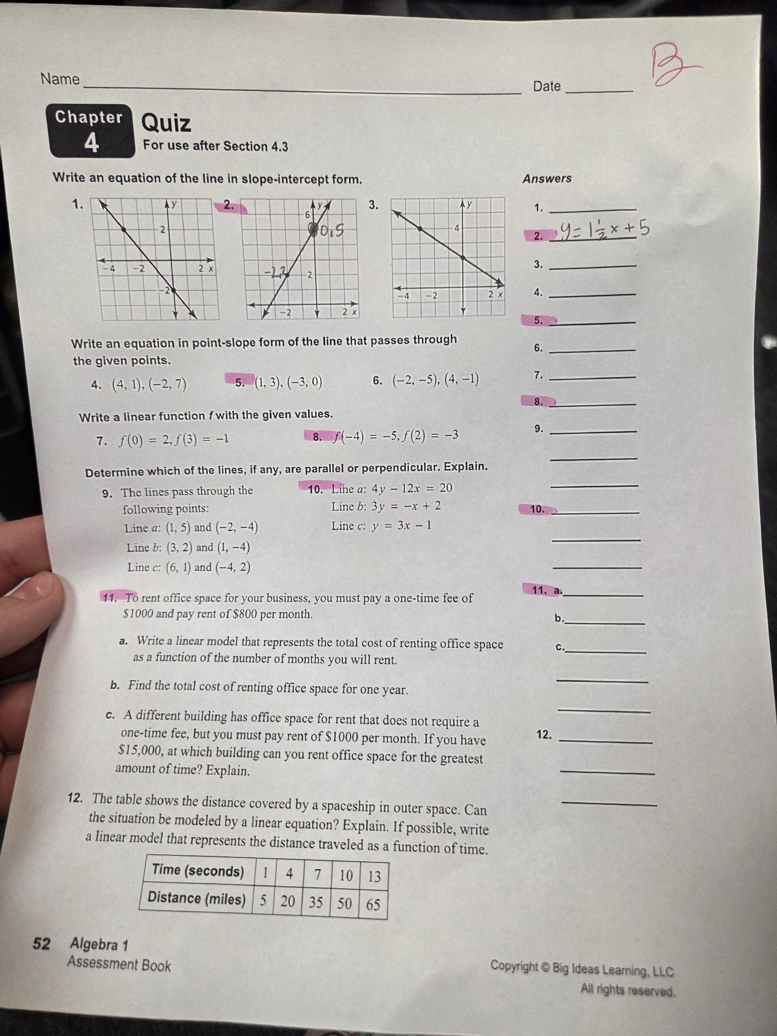 Write an equation in point-slope form of the | StudyX